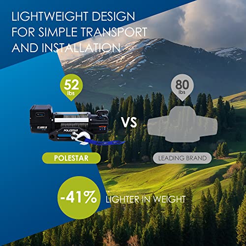 POLESTAR 12V DC 13,000 lb Electric Truck Winch Synthetic Rope 3/8" Diameter, for SUV Trailer Offroad, Waterproof Wireless Remote