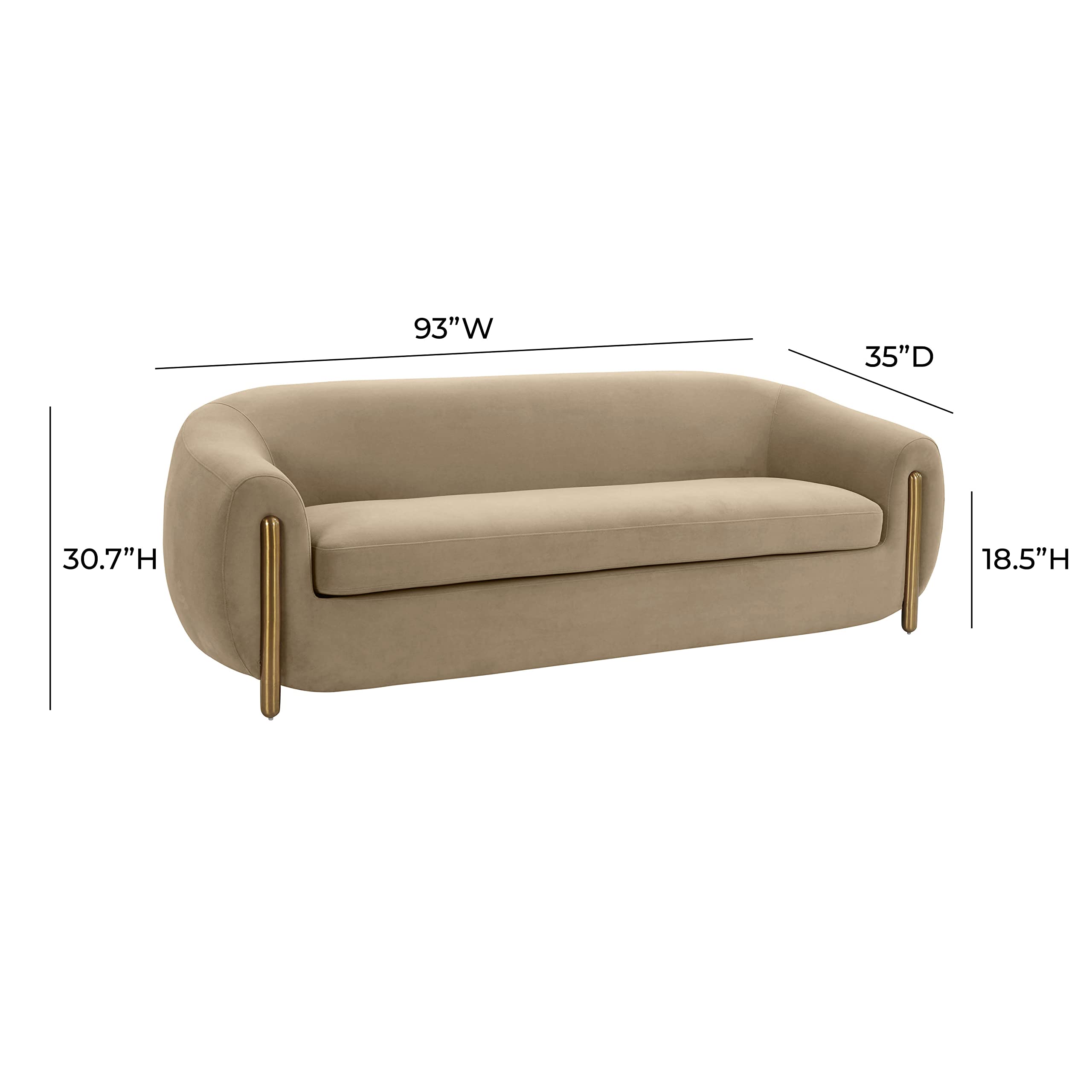 Tov Furniture Lina Cafe Au Lait Brown Velvet Sofa by Inspire Me! Home Décor