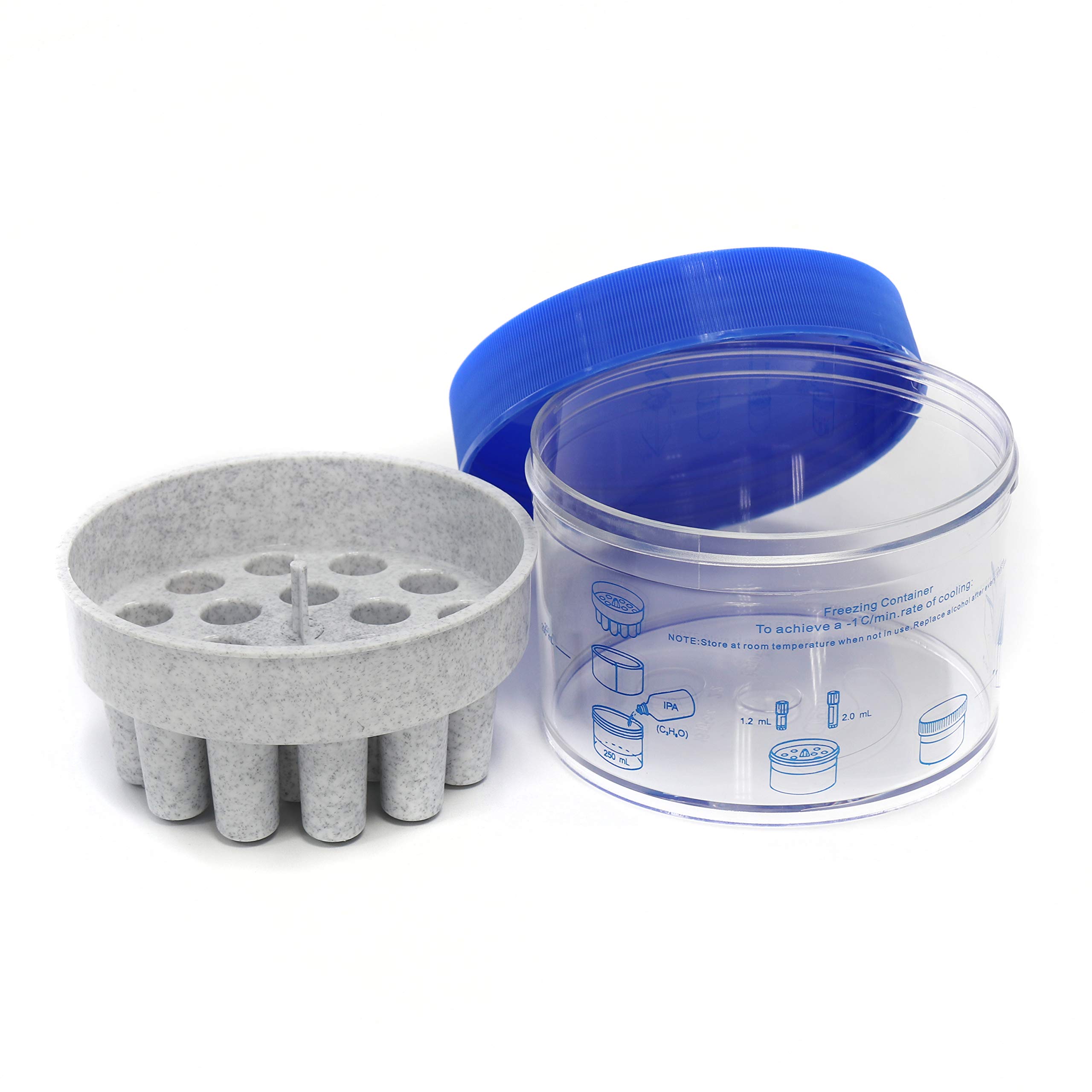 ULAB Scientific Cryo-Safe -1℃(-33.8℉) Freezing Container, Polycarbonate Jar with High-Density Polyethylene Closure, 18-Place Tube Holder, UCP1001