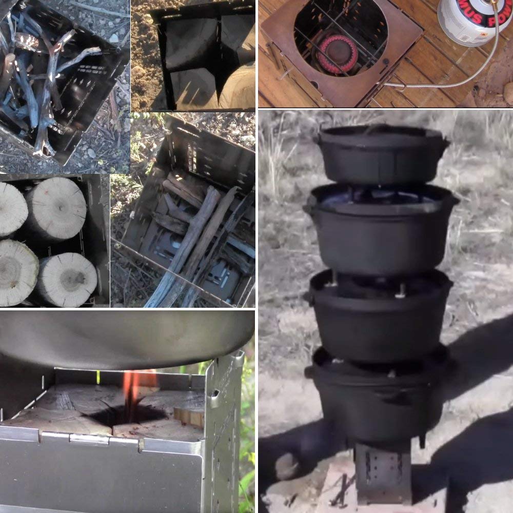 Firebox Bushcraft Camp Stove Kit - Wood Burning/Multi Fuel - Collapsible/Folding - Portable Campfire - Model Gen 2 5 inch / G2-5" Stainless Steel Camping Stove
