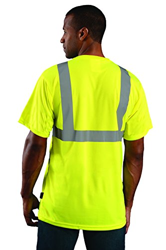 OccuNomix LUX-SSETP2B-Y2X Classic Standard Short Sleeve Wicking Birdseye T-Shirt with Pocket, Class 2, 100% ANSI Wicking Polyester Birdseye, 2X-Large, Yellow (High Visibility)