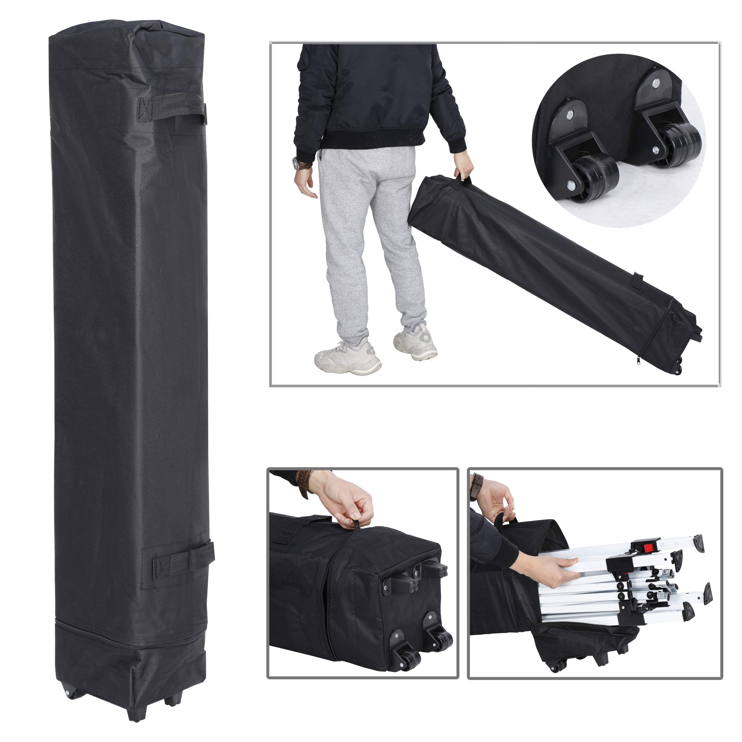 F2C 10x10 FT Pop Up Canopy Tent, Foldable Adjustable Outdoor Waterproof Sun Protection Shelter with Wheeled Carry Bag for Camping Picnic Wedding Party (Gray)