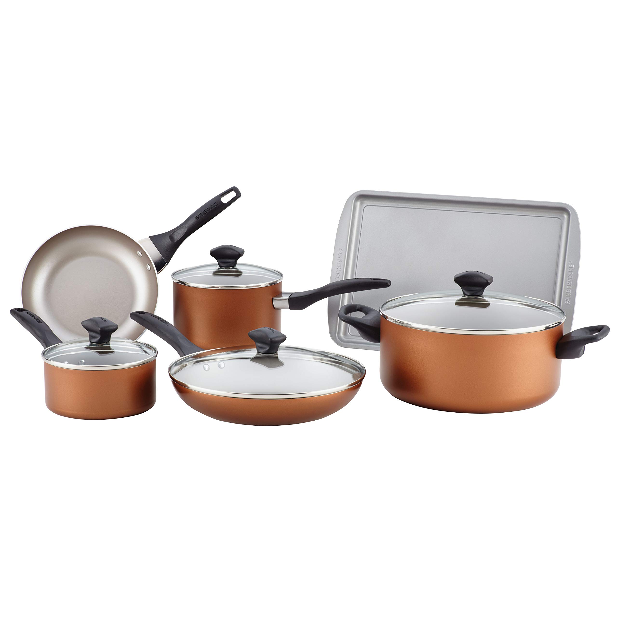 Faberware Copper FARBERWARE Dishwasher Safe NONSTICK 11pce cookware, Tools and bakware Set
