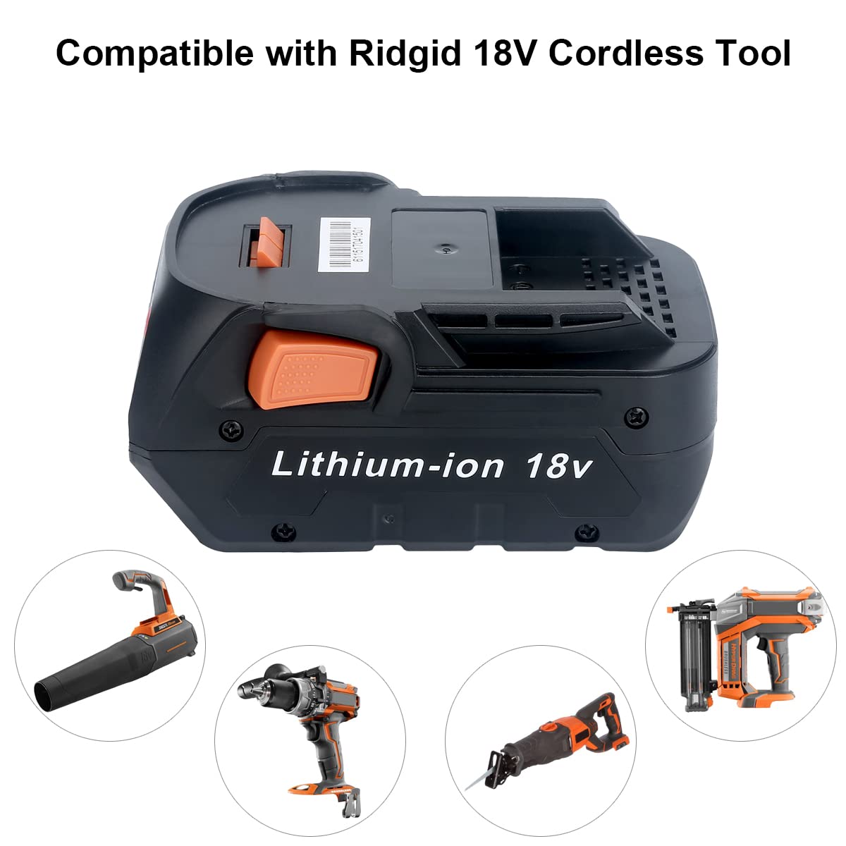 ELEFLY 2 Pack 18V 6.0Ah Lithium Battery Replacement for Ridgid 18V Battery R840087 R840083 R840086 AC840085 AC840087P Compatible with Ridgid 18V Drill Tool Battery