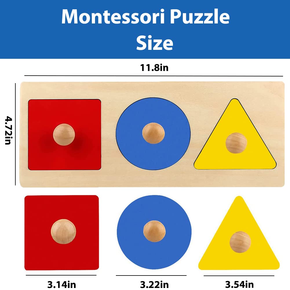 Montessori Baby's First Shape Sorter Shape Puzzle Jumbo Knob Puzzle Toddler Puzzles Preschool Learning Material Puzzles for Toddlers 1-3