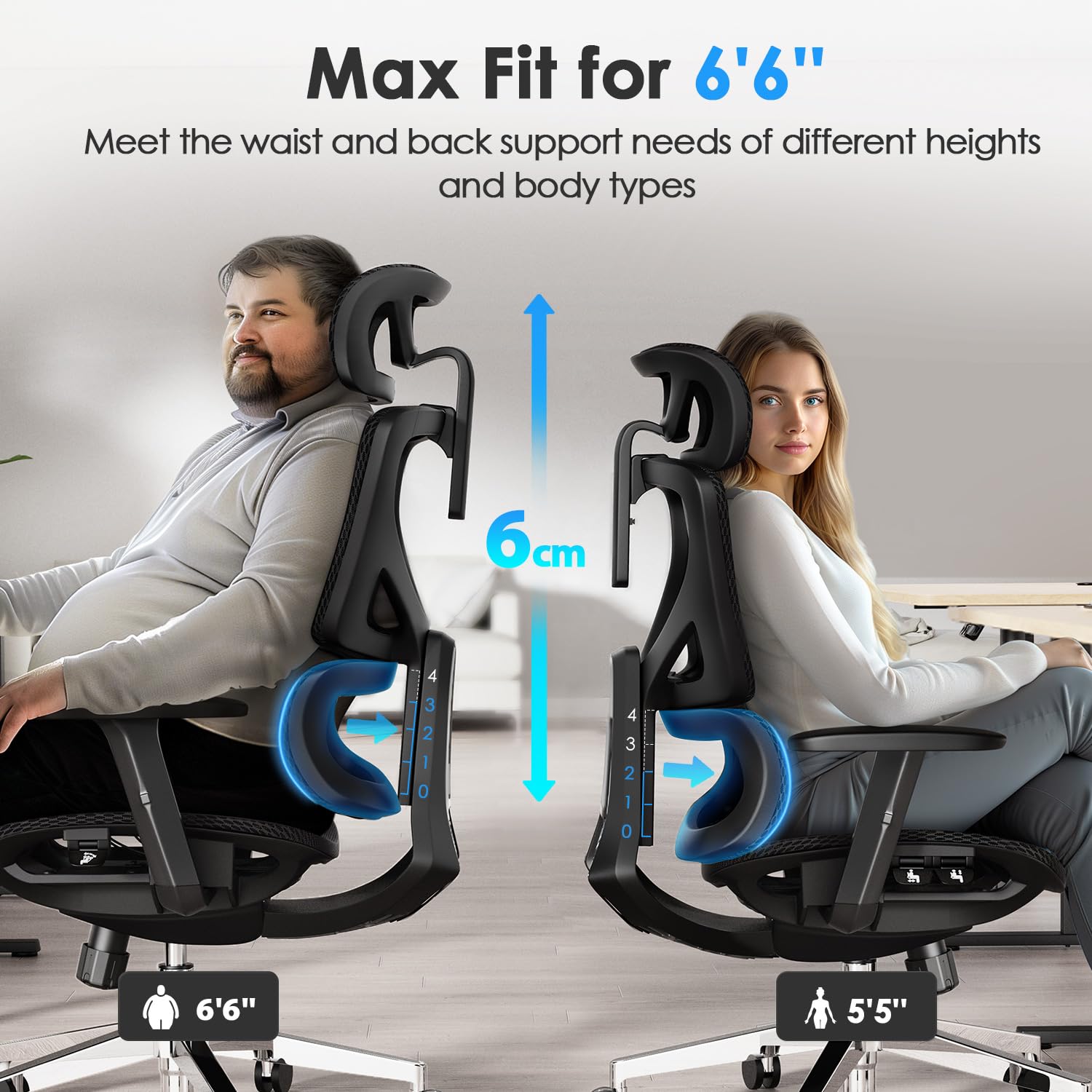 Ergonomic Office Chair Mesh - Home Office Desk Chair with Lumbar Support - Computer Chair Back Height Adjustable(Ergo Upgrade 518 Black