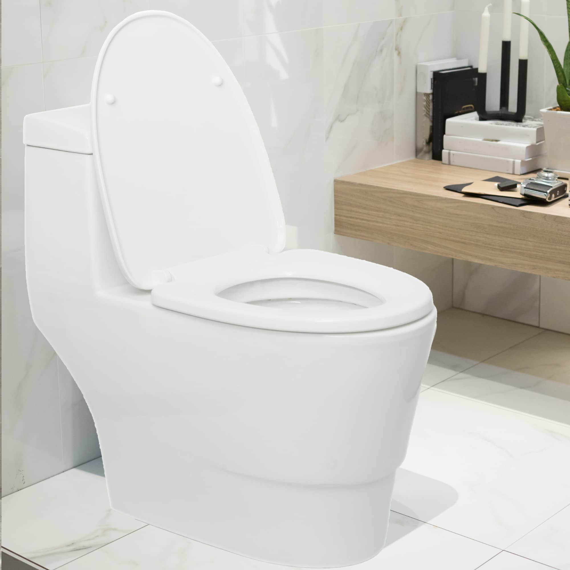 Fine Fixtures Dual-Flush Elongated One-Piece Toilet with High Efficiency Flush