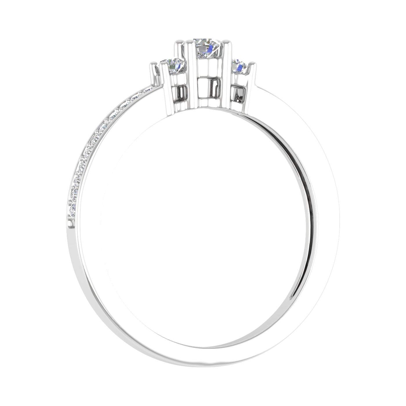 FINEROCK 10k White Gold 3-Stone Diamond Engagement Ring (0.22 Carat) (Ring Size 6)