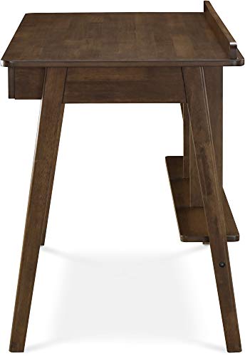 Finch Darren Home Office Drawer Mid Century Accent Desk, 43 Inch Wide Simple Modern Study Table, Walnut Brown