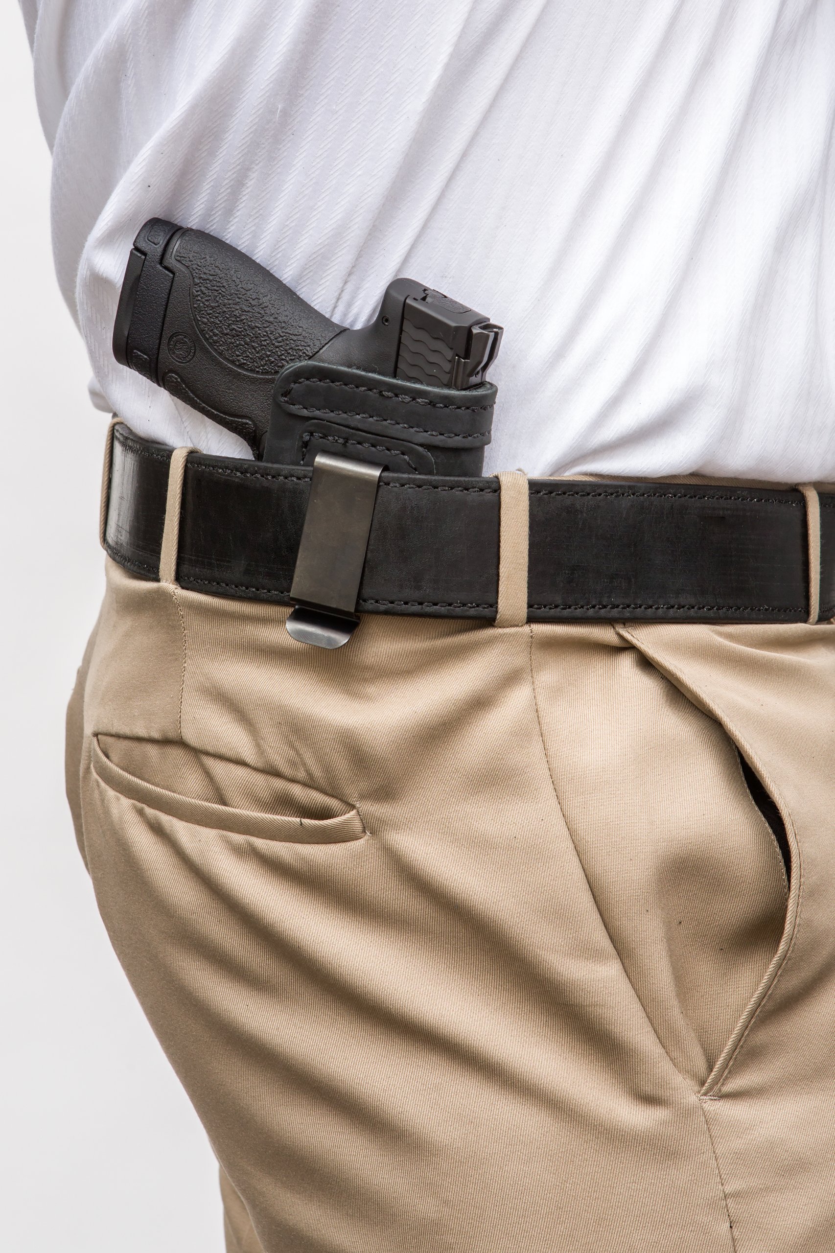 Fits Smith and Wesson M&P SHIELD 9mm 40 S&W 2.0 Lightweight CCW IWB Leather Gun Holster New Black (Right)