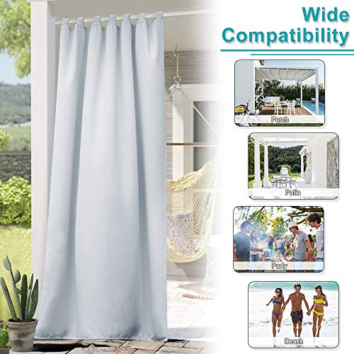 NICETOWN Indoor Curtain Waterproof with Tab Top Design, Thermal Insulated Sunlight Block Patio Curtain for Keep Warm in Winter & Keep Cool in Summer (1 Pack, W52 x L84, Greyish White)