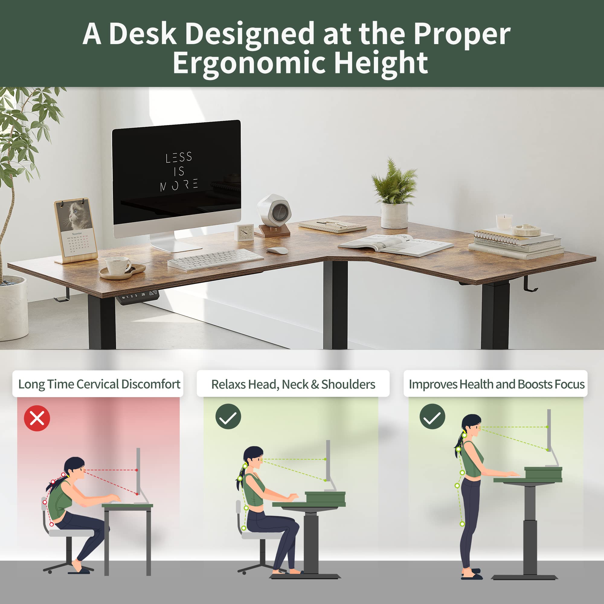 FEZIBO 75 Inch L Shaped Standing Desk with Standing Desk Anti Fatigue Mat