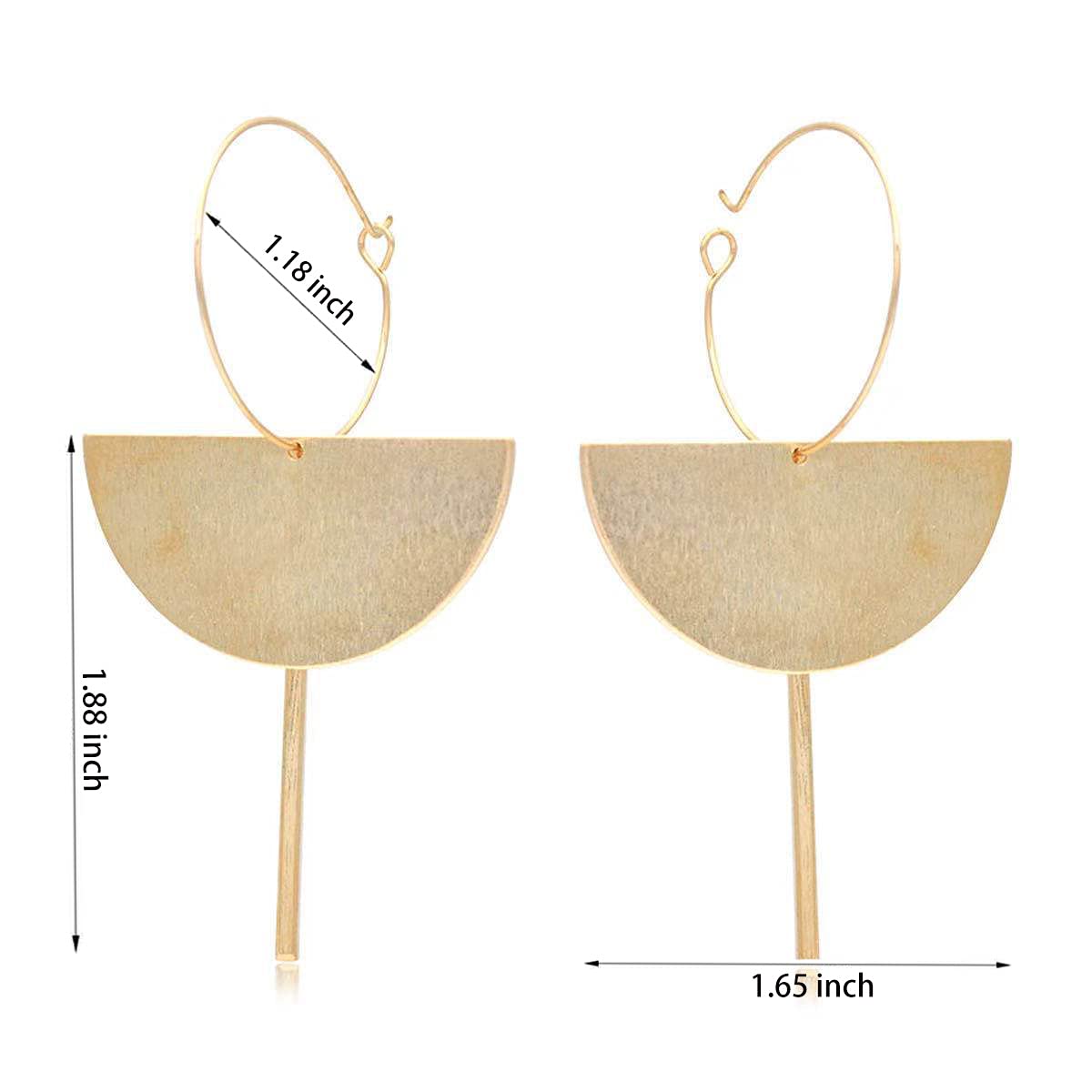Figaro Design Fashion Exaggerated 18K Gold Geometric Multi-layer Half Circle Dangle Drop Earring for Women