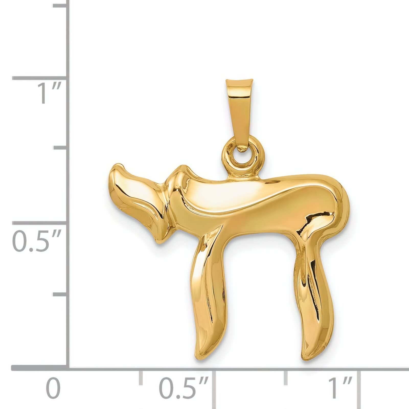 FindingKing 14K Yellow Gold Chai Pendant Charm Jewish Jewelry