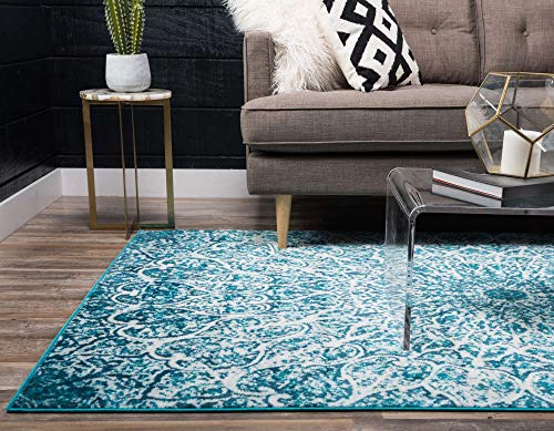 Unique Loom Sofia Collection Area Rug - Grace (8' x 10', Turquoise/ Ivory)