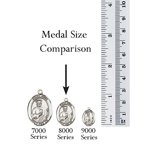 F A Dumont Sterling Silver St. Therese of Lisieux Pendant with 18" Stainless Steel Lite Curb Chain. Patron Saint of Aviators/Florists