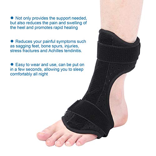 Ymiko Drop Foot Support Brace, Adjustable Heel Calf Stretcher Drop Foot Support Brace Plantar Orthotic Night Splint Breathable Foot Brace Splint