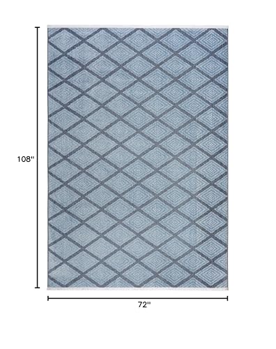 TOWN & COUNTRY EVERYDAY Rein Solid Diamond Everwash™ Washable Area Rug with Non-Slip Backing, Pet Friendly Rug, Blue, 6'6"x9'6"