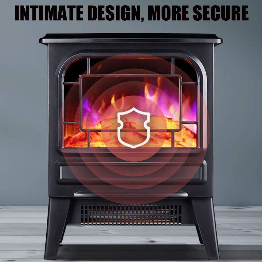 Fireplace Electric Electric Fireplaces Portable Electric Wood Stove with Fire Flame Effect for Home Or Office White (White) (Black)