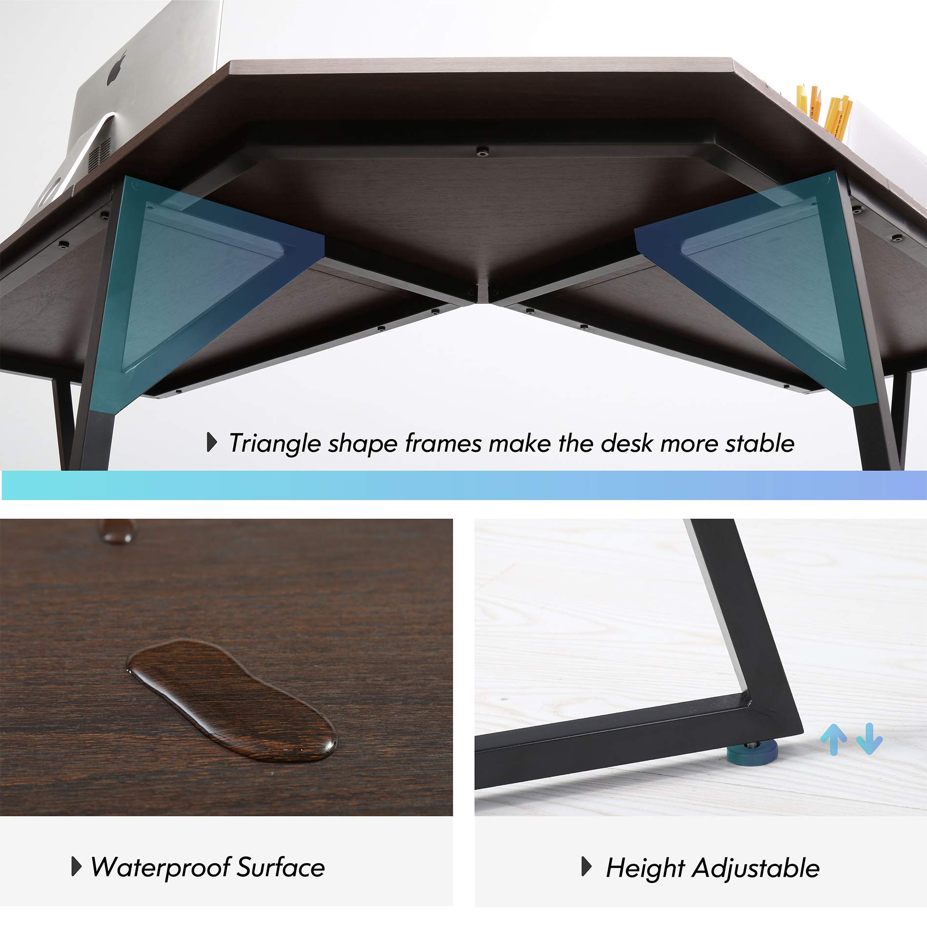 FITUEYES L-Shaped Office Desk,54.9" Corner Gaming Table,Writing Workstation for Small Space,Retro Brown