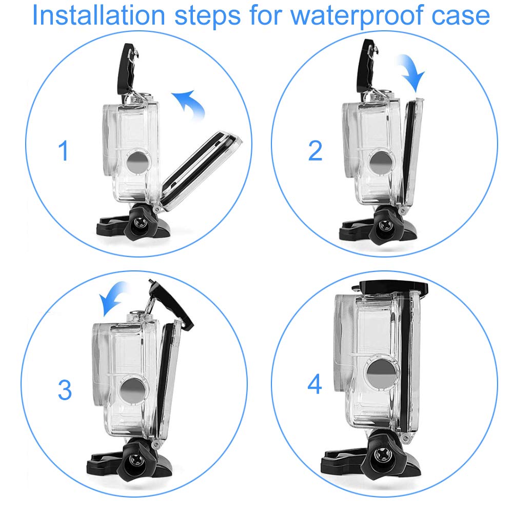F1TP Waterproof Case Accessories for Go Pro Hero 8 Black Action Camera, 60M Waterproof Underwater Protective Shell,Accessories with Bracket, with Quick Release Mount and Thumbscrew