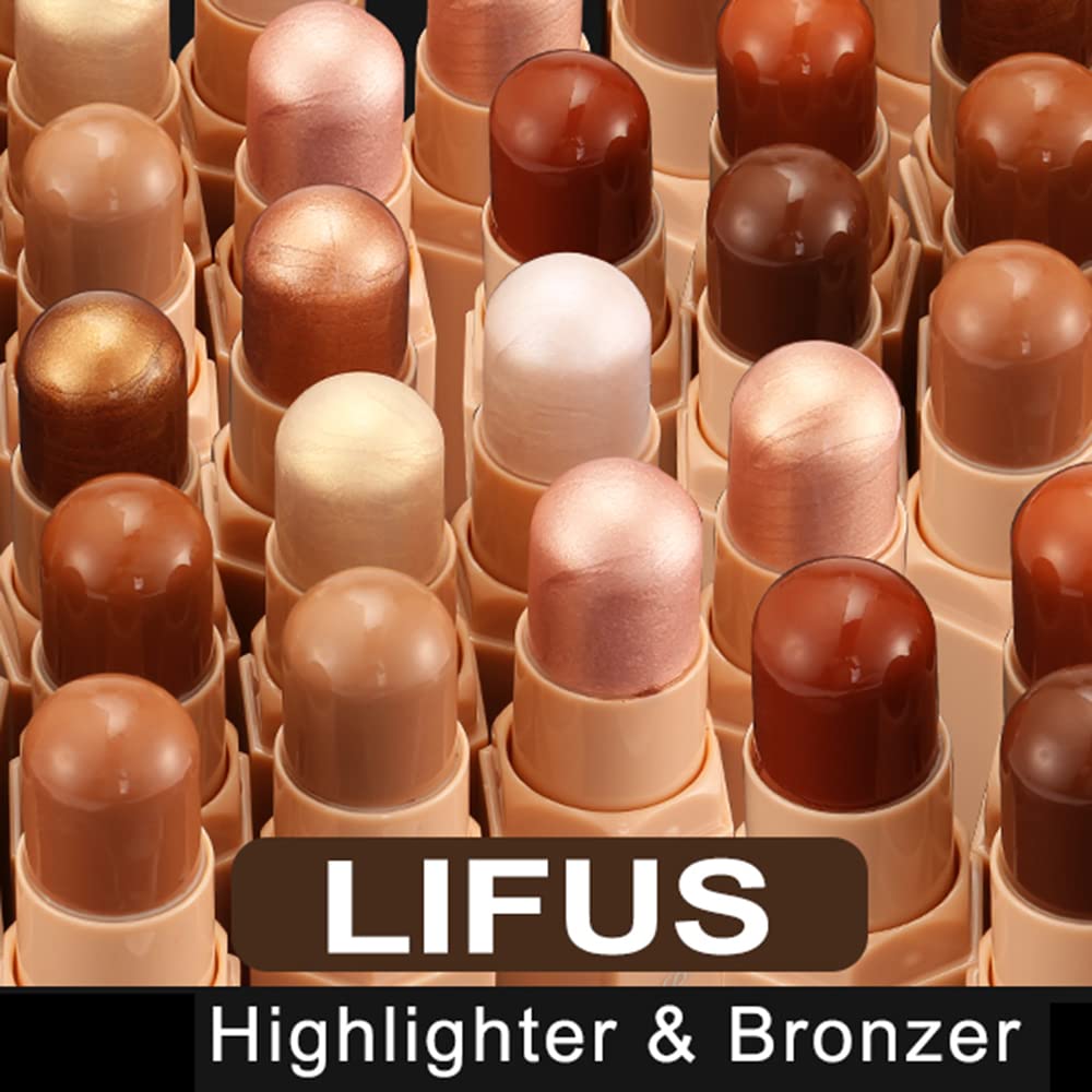 Face Cream Contour Stick Bronzer Stick Highlighter Stick Illuminator Makeup Glow Kit,Long Lasting Highly Piamented Skin Brighten Shadow Contour Bronzer Highlighter Powder Pen Pencil-F3