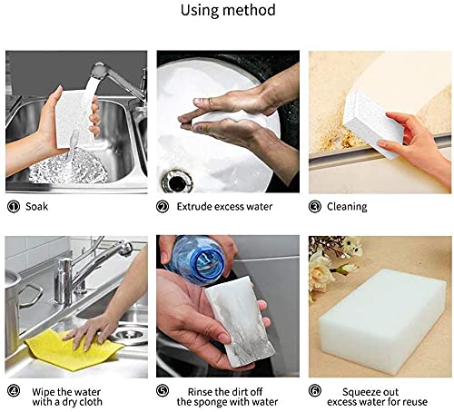 FIV Magic Cleaning Eraser Sponge Melamine Foam, Just Add Water Multi Purpose Bathroom Kitchen Floor Baseboard and Wall Cleaner