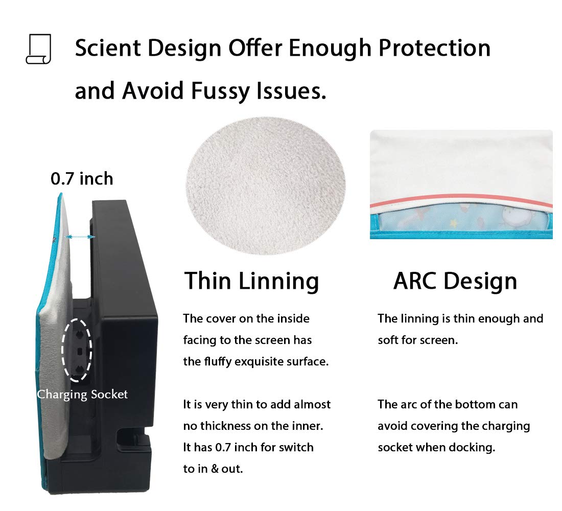 Ferkurn Switch Dock Sleeve Dust Cover Soft Compatible with Switch Dock Set, Switch Dock Sock Sleeve Cover Lining Anti Scrash Cover Dust Switch HDMI Dock Station Skin, Cyan