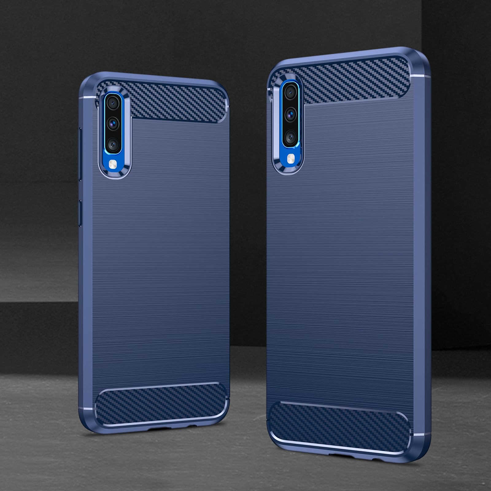 EUAGVQY for Samsung A50 Galaxy A50 Galaxy A50S Case Carbon Fiber Soft TPU Anti-Slip Durable Lightweight Protective Phone Cover for Samsung Galaxy A50(Blue)
