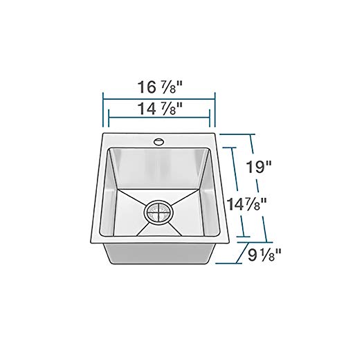 MR Direct T1717 Topmount Single Bowl 3/4-Inch Radius Kitchen Sink