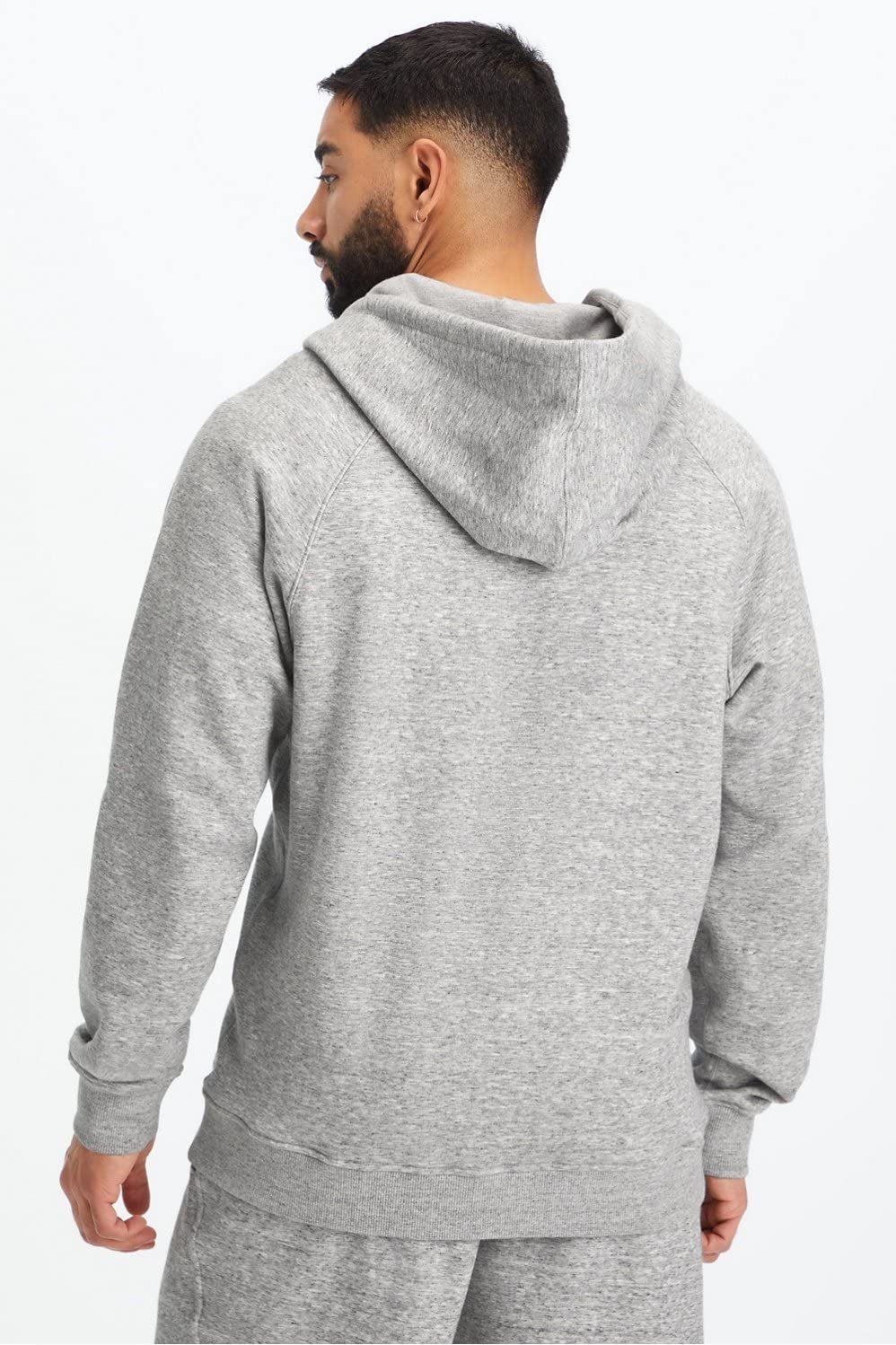 Fabletics Men's The Postgame Full Zip Hoodie, Sweatshirt, Cotton, Soft, 4-Way Stretch, Cozy Fleece, L, Olive Green