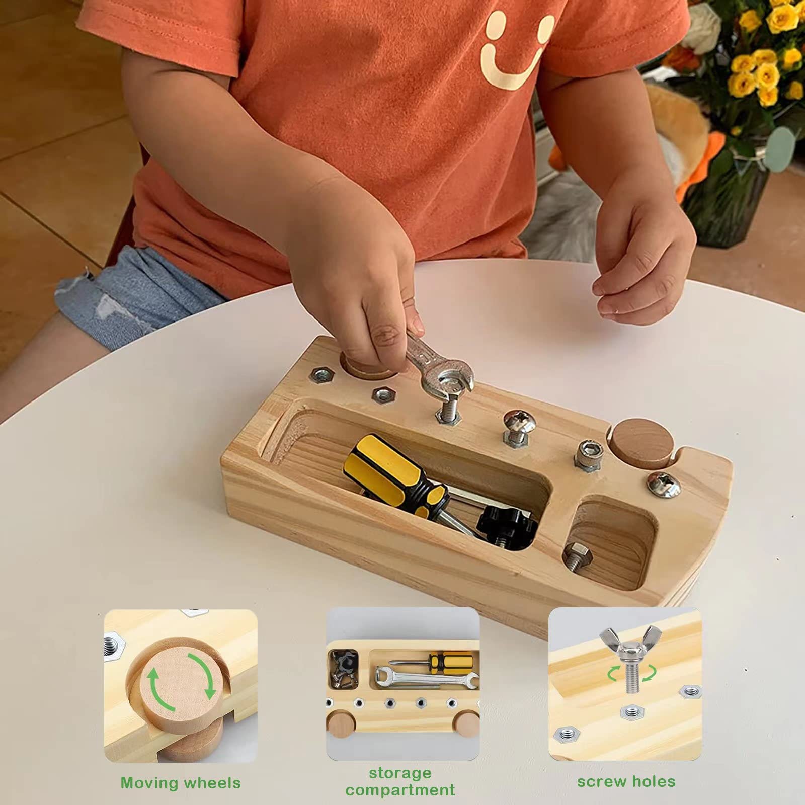 Montessori Screwdriver Board Set, Montessori Toys for 3+ Year Old, Basic Skills Sensory, Learning Sensory Bin Toys Preschool Materials,Toddler Fine Motor Skill Construction Building STEM Toy Set