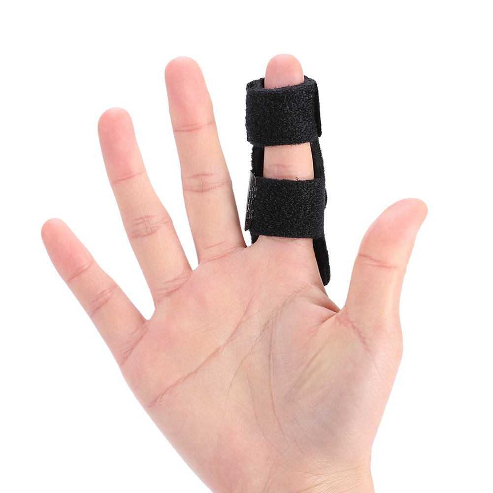 FILFEEL Finger Splint, Adjustable Aluminium Alloy Index Middle Finger Splint Hand Support Tenosynovitis Recovery Brace, Injury Pain Bending Deformation Aid Tools