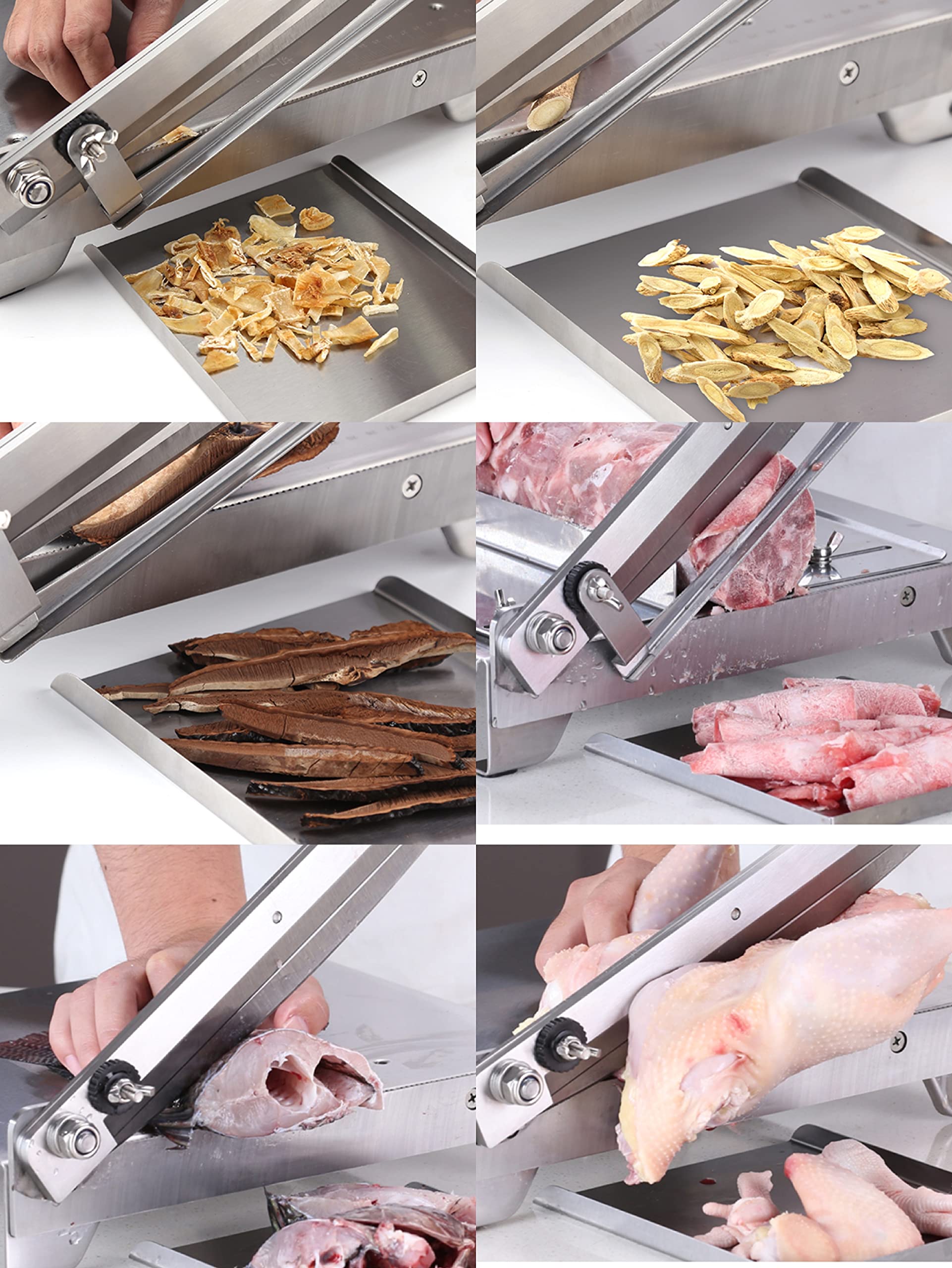 Manual Bone Meat Slicer Chopper Ribs Cutter Double Blade 13.5In Stainless Steel for Fish Chicken Beef Mutton Household Vegetable Food Slicer Slicing Machine
