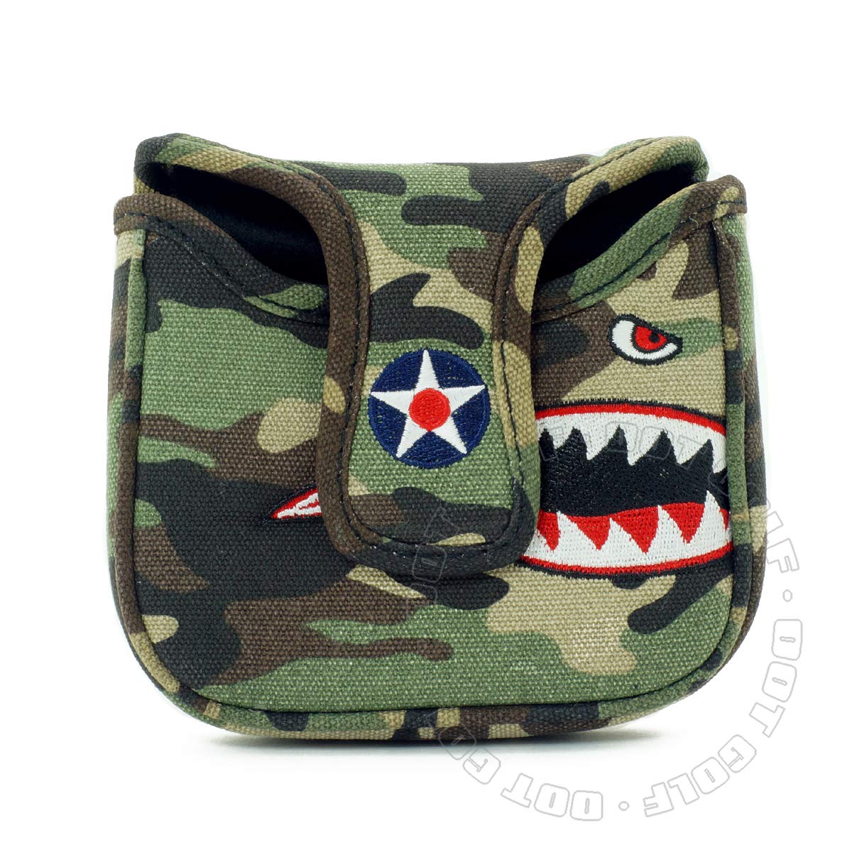 Fighter Plane High-MOI Mallet Putter Headcover, Heel Shaft, Camouflage, Golf Head Cover