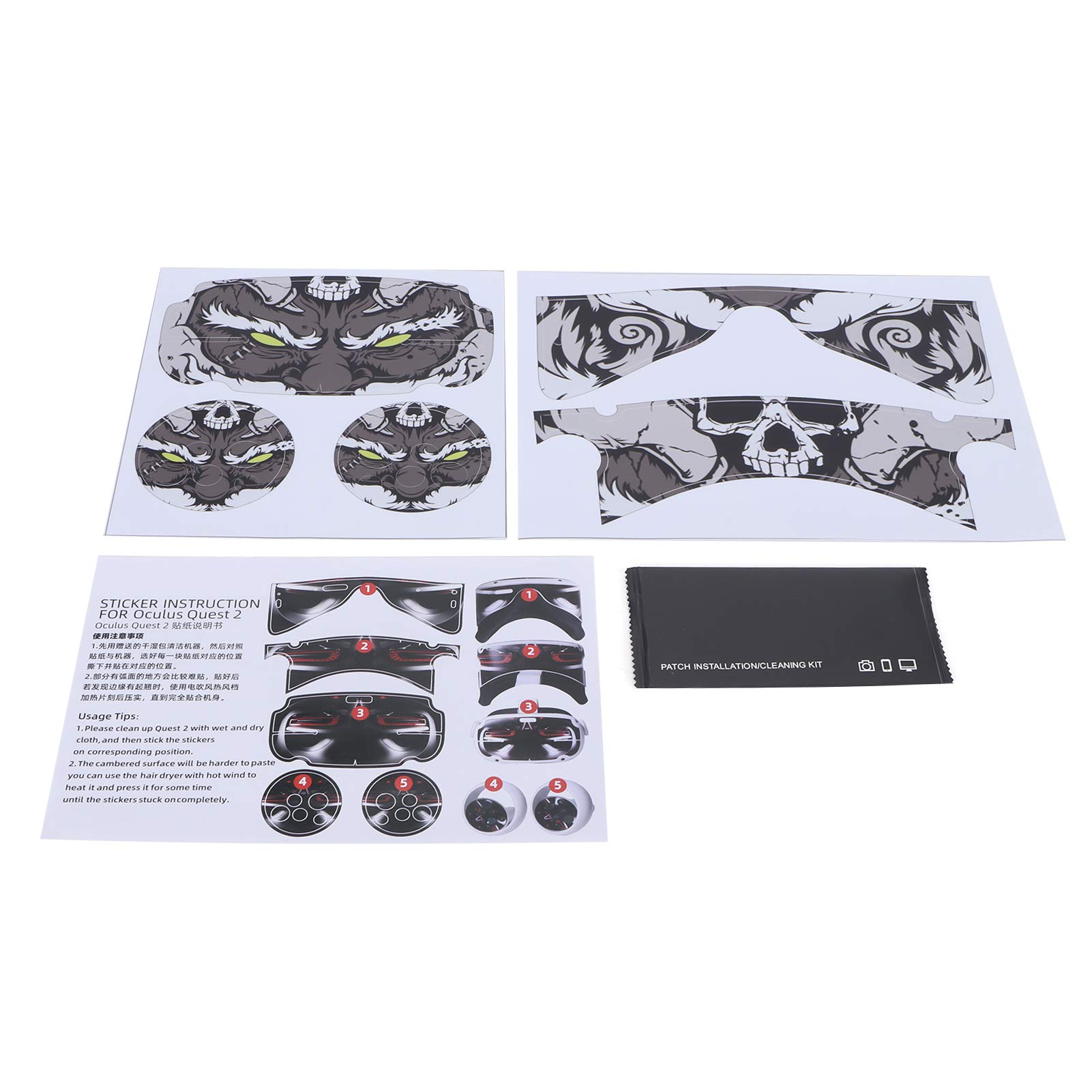Faceuer VR Controller Headset Stickers, VR Glasses Skin Sticker PVC Material Easy to Paste VR Protective Sticker for Oculus Quest 2 for VR Gaming Glasses(Dark Lord)