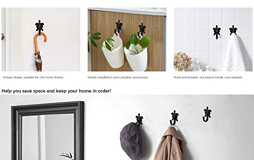 Wall Storage Hooks – Ttortoise Decorative Wall Mounted Coat Hooks for Hanging Coats, Scarves, Bags, Purses, Backpacks, Towels Indoor and Outdoor Hooks (Black 5 Pack)