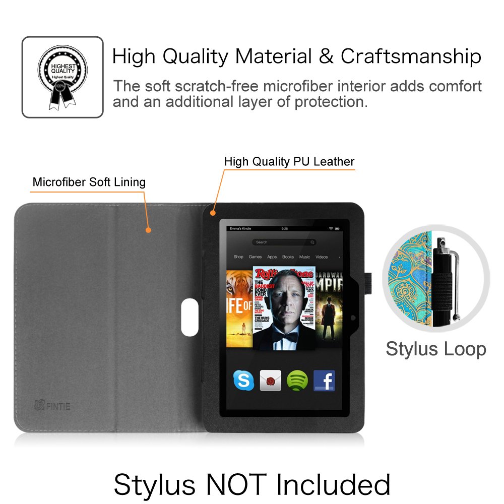 Fintie Folio Case for Kindle Fire HD 7" (2012 Old Model) - Slim Fit Leather Cover with Auto Sleep/Wake Feature (will only fit Amazon Kindle Fire HD 7, Previous Generation - 2nd), Shades of Blue