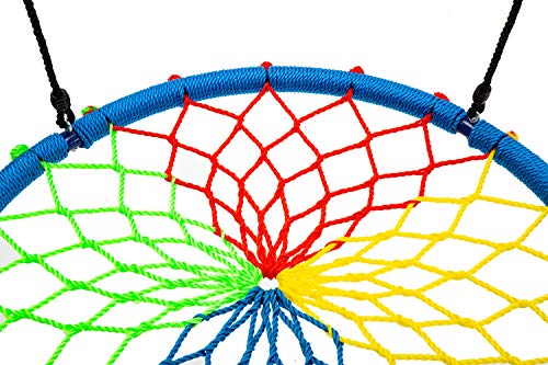 walsport 40” Spider Web Tree Swing Outdoor Saucer Tree Swing 330lb Weight Capacity Outdoor Swing for Kids Adults Extra Safe and Durable Easy to Install Red&Yellow&Blue&Green