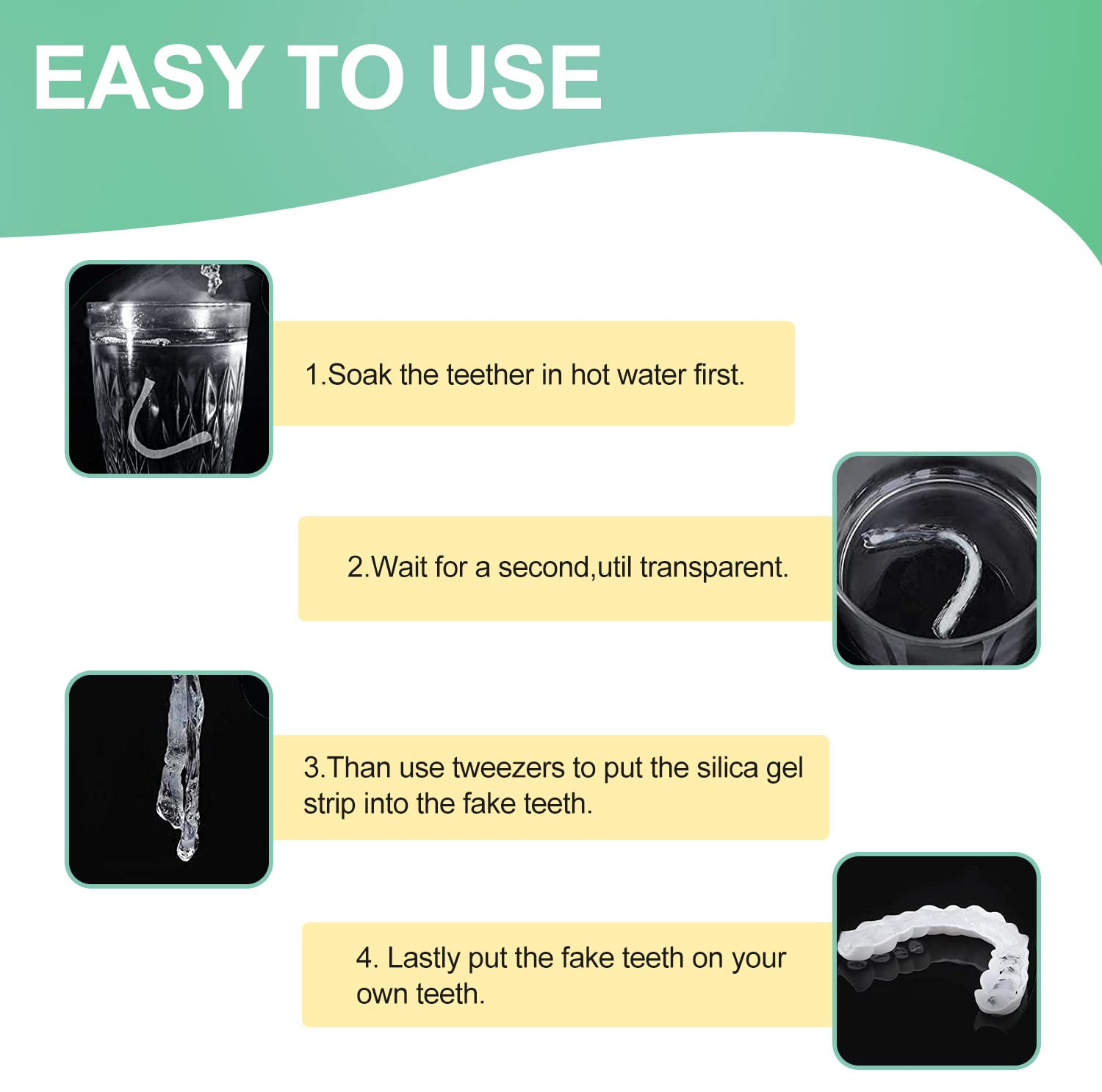 Fake Teeth - Veneers Teeth for Women and Men - 2PCs Smile Kit - Snap on Veneers False Teeth, Dentures for Women, Swift Smile Snap on Teeth Snap-on Smile-A