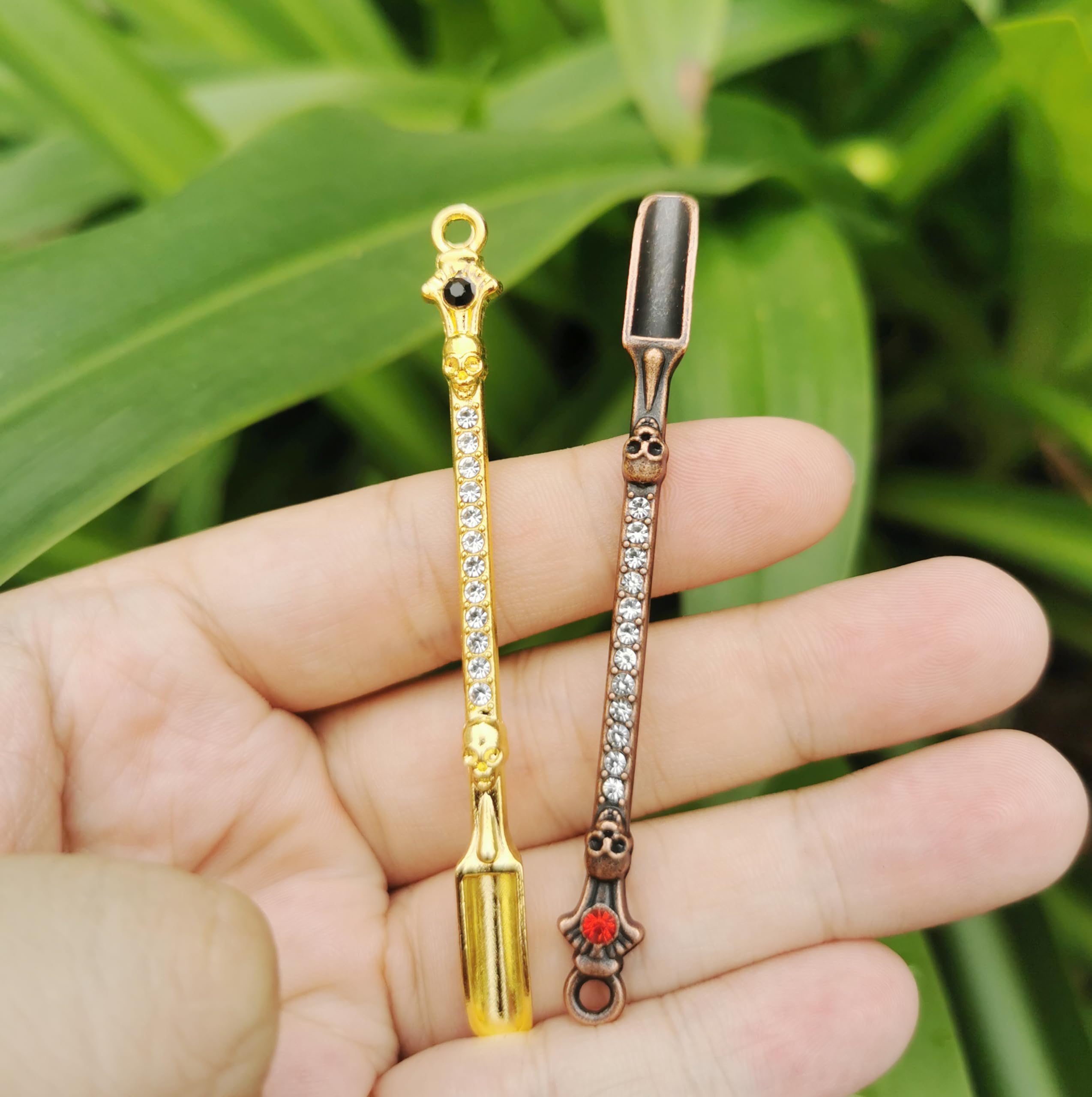 Mini Skeleton Spoon Keychain,small scoop spoon Pendant Necklace with crystal,Key Ring shovel Spoon Keychain.(Bronze)