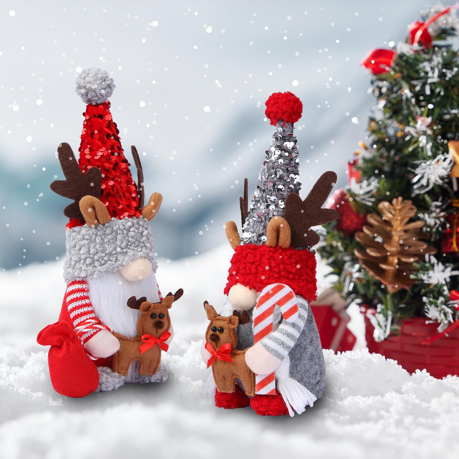 Eukynlre Christmas Gnomes Plush Decorations, Christmas Gnome Swedish Santa Tomte, Christmas Stuffed Gnomes Home Decor (2 Pcs, 12.5 Inch)