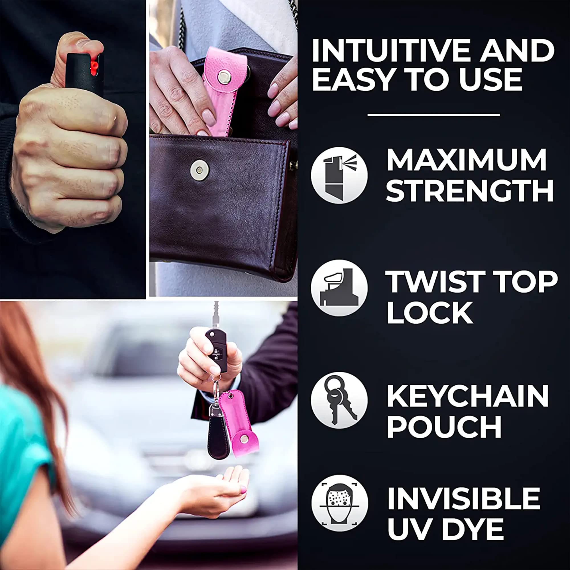FIGHTSENSE Heavy Duty Flashlight Stun Gun & Pepper Spray Combo Set for Self Defense - Rechargeable Batteries - Bright LED Flashlight with Three Modes for Men Or Women (Purple Combo)