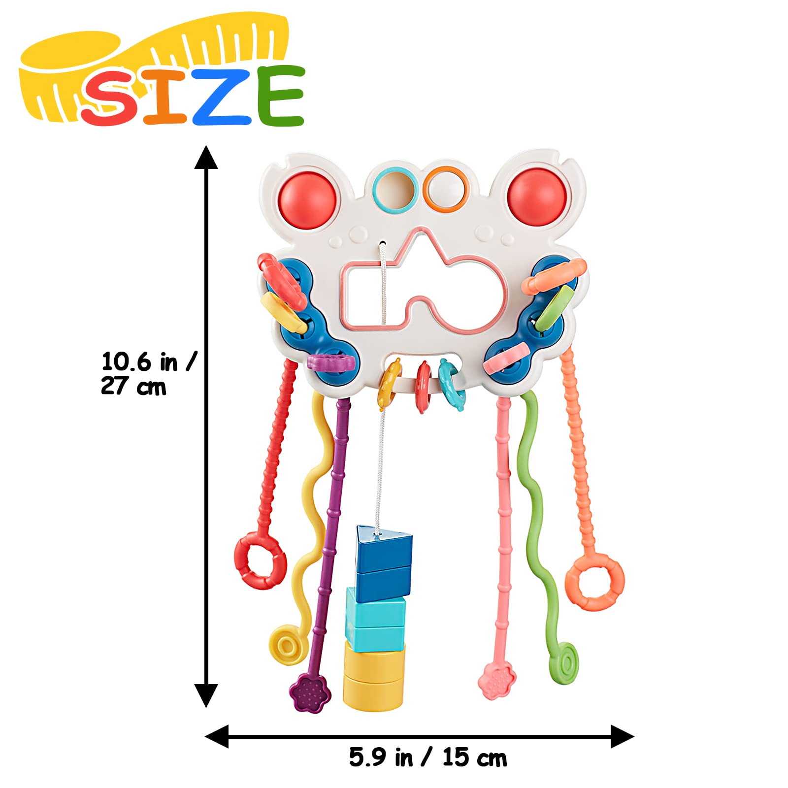 Montessori Toys for Babies, Baby Sensory Push & Pull String Toys, Multi-Play Developing Fine Motor Skill Travel Activity Toys for Infant Newborn