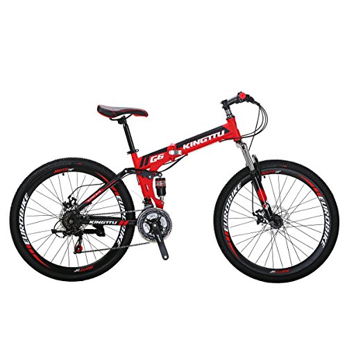 EUROBIKE Mountain Bike G6 26" 21 Speed Folding Bike (Red)