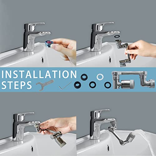Lifeadhoc Faucet Extender Aerator, 1440° Universal Swivel Robotic Arm Sink Faucet Extension Aerator & Sprayer Attachment for Kitchen, Bathroom, Laundry with 2 Water Outlet Modes