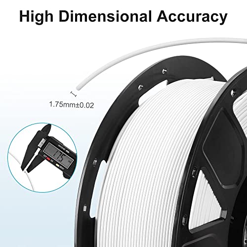 Official 3D Printer Filament Ender PLA Filament 1.75mm, No-Tangling, Strong Bonding and Overhang Performance Dimensional Accuracy +/-0.02mm, 2.2lbs/Spool(White)