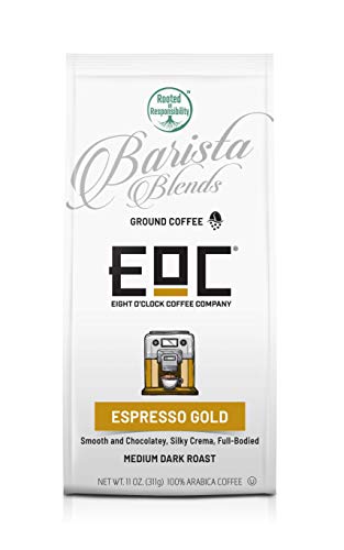 Eight O'Clock Coffee Barista Blends Espresso Gold, 11 Ounce, Ground Medium Dark Roast Coffee, Silky & Chocolatey