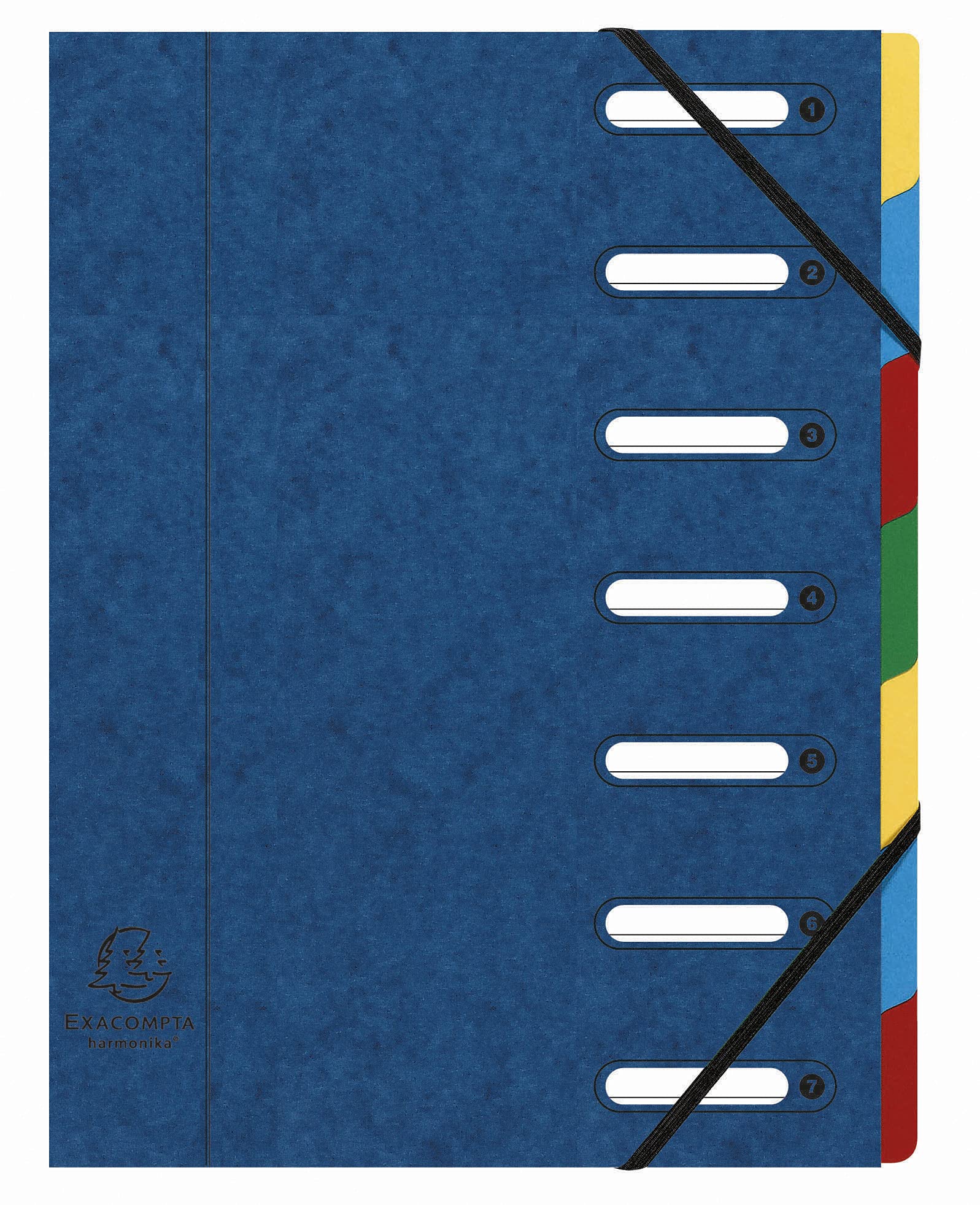 Exacompta - Ref 55122E - Harmonika Multipart File - 24.5 x 32cm in Size, Suitable for A4 Documents, 12 Multi-Coloured Tabbed Sections, Premium Pressboard Cover - Blue Cover