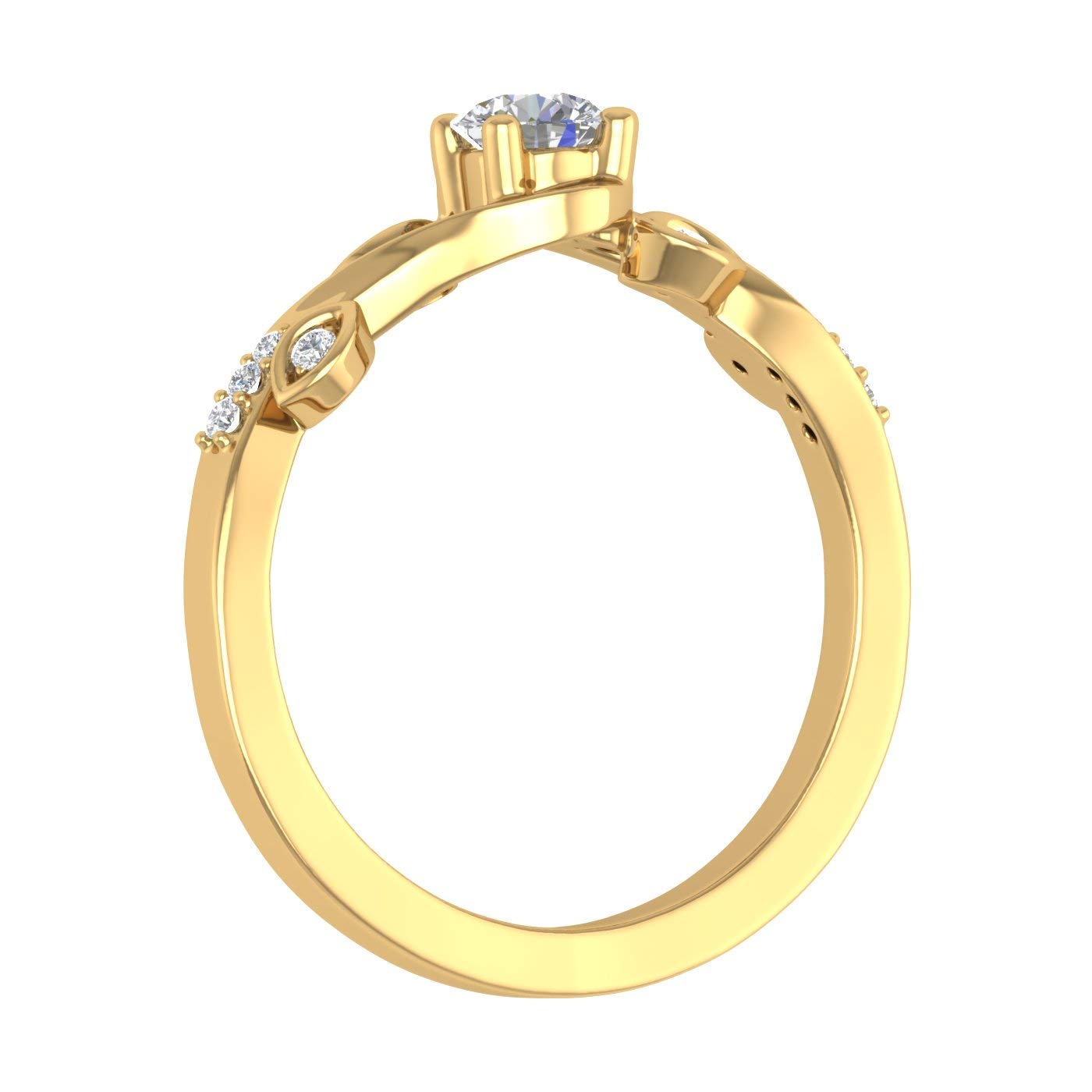 FINEROCK 1/5 Carat Diamond Engagement Rings in 14K Yellow Gold (Ring Size 5) (I1-I2 Clarity)
